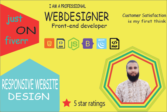 Design a unique and fully responsive website using html,css,js,php by ...