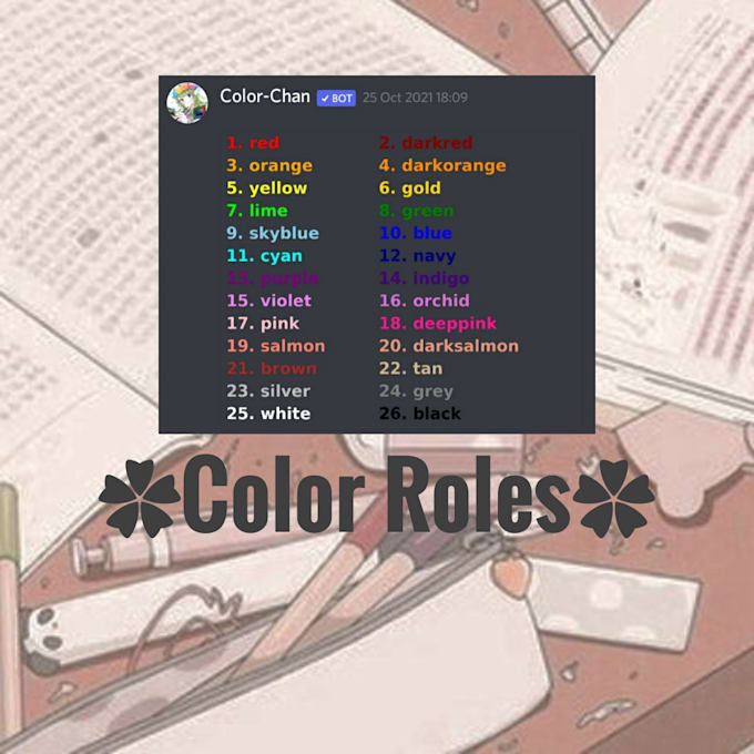 Create color roles for you by Abuluna | Fiverr