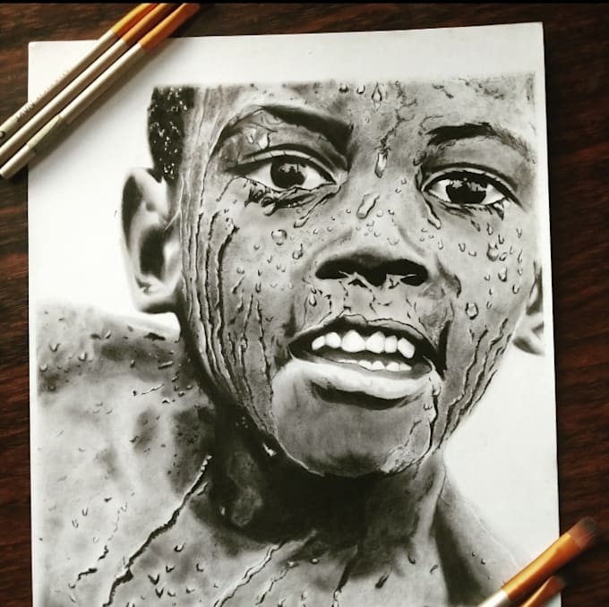 Portraits of humans and animals using graphite and charcoal by ...