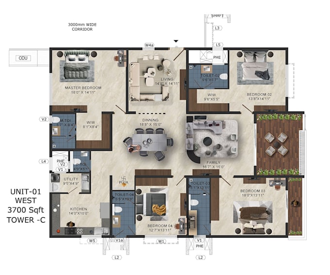 Render professional 2d floor plans in photoshop by Graphica555 | Fiverr
