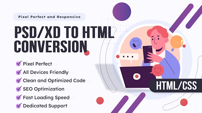 Convert psd to html, figma to html responsive website design by Jabbar ...