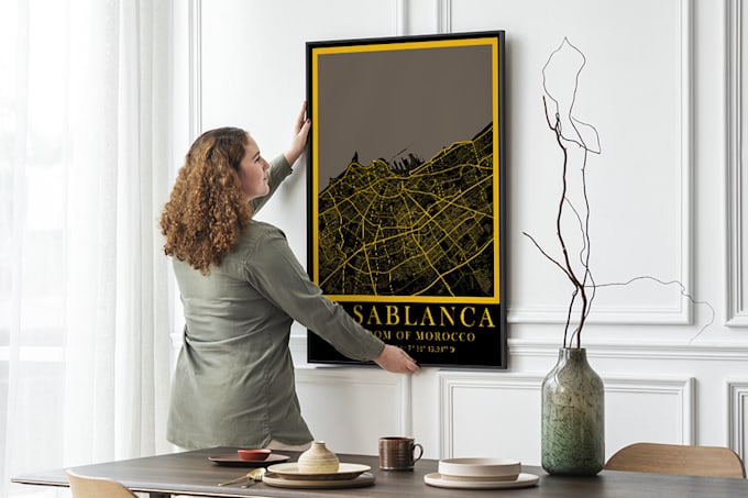 Design custom city map wall art print canvas by Naitsi777 | Fiverr