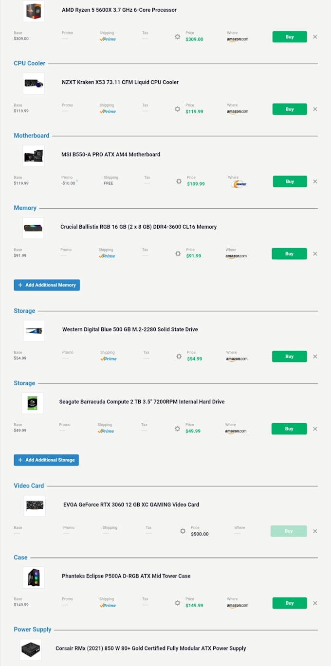 Make a pc parts list for you by Novatastic | Fiverr