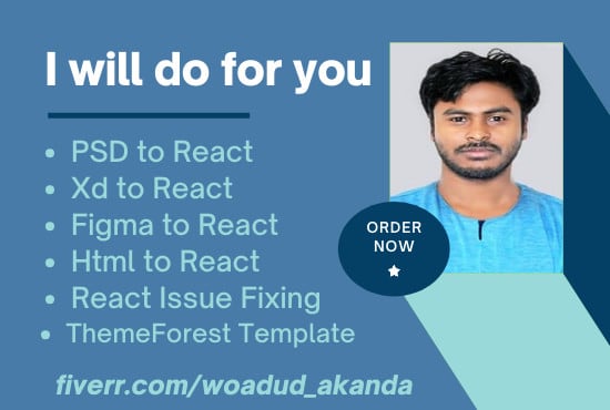 Convert psd, xd, figma, html to react by Woadud_akanda | Fiverr