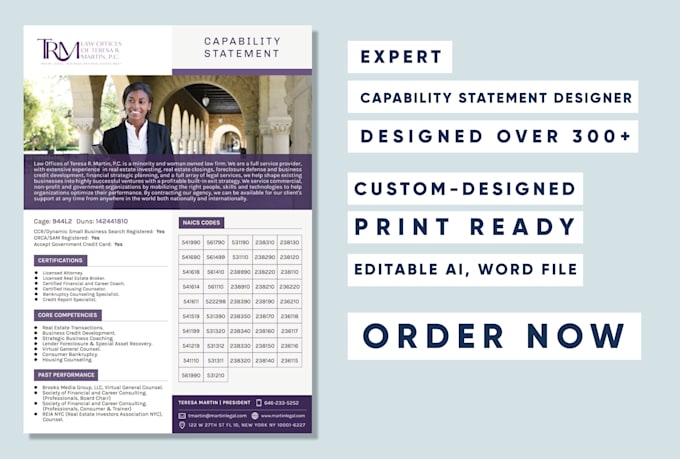 Design clean, modern capability statement for your business by Famemon ...