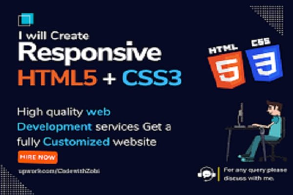 Be your front end web developer with html, css, js, for you by ...