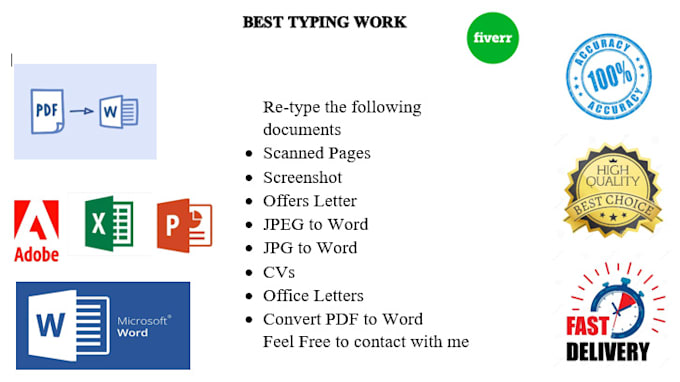 Provide typing services, retype from pdf, images to ms word doc by ...