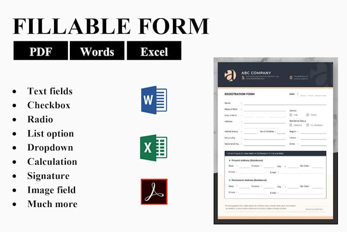 Create Fillable Pdf Word And Excel Form By Harisumair65 Fiverr