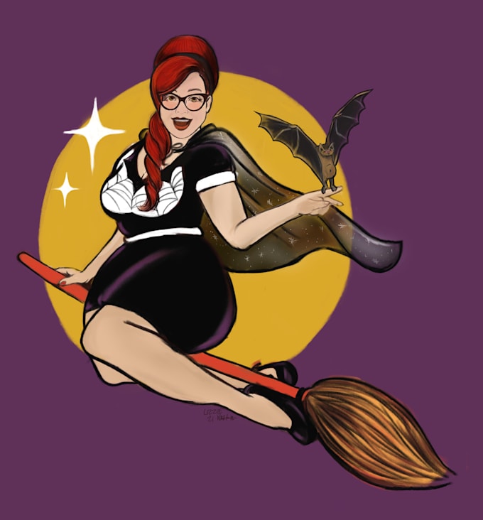 Draw a custom vintage pinup style illustration for you by Lizziefen ...