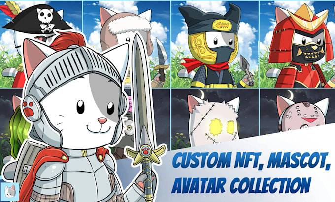 Create custom cartoon mascot nft art collection by Paws_claws | Fiverr