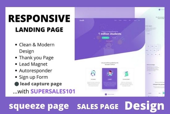 Design getresponse landing page, sales page, squeeze page, lead capture ...