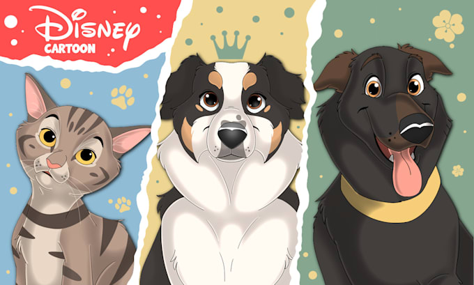 Make your pets into a cute disney cartoon by Yogapratama000 | Fiverr