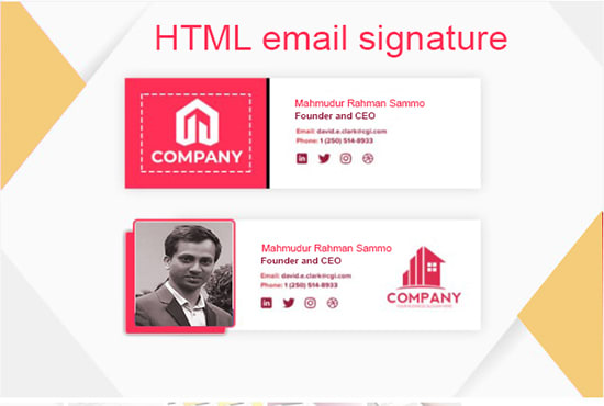 Create html email signature outlook signature or mail signature by Stylezworld | Fiverr