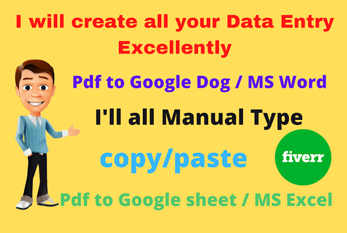 Do data entry,copy past, web research, convert pdf to excel ...