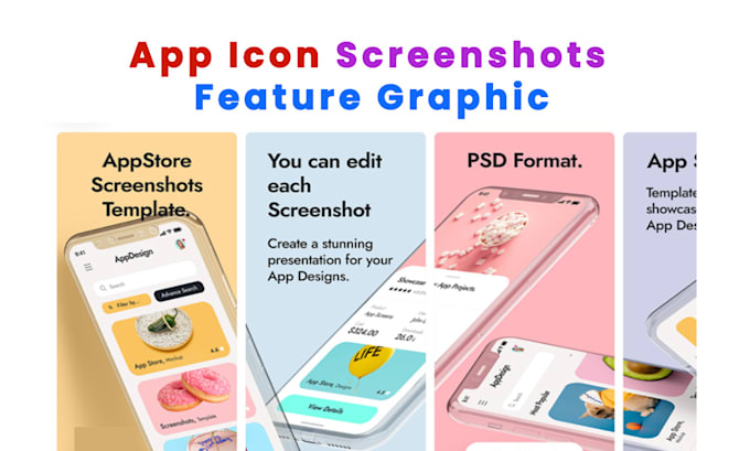 Design feature graphic app icon screenshots for playstore by ...