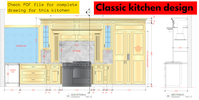 Design classic kitchen, millworks shop drawings in autocad by Mj2k21 ...