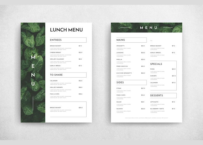 Progettare un menu creativo e fantastico per il menu del ristorante