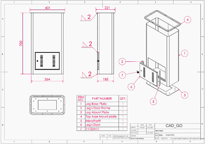 Make sheet metal dxf files for laser cutting by Cad_go | Fiverr