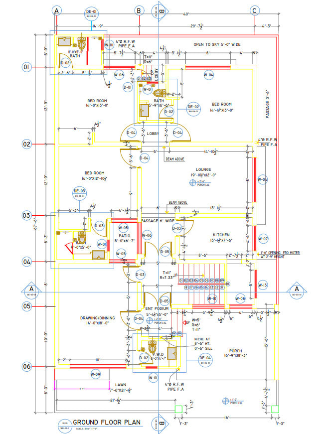 Draw 2d floor plan, house plan, elevations, in autocad rivet by Hamza ...