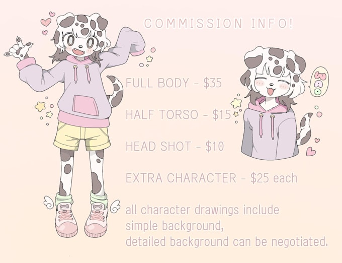 Draw your ocs or do character design in a cute style by Lunedex | Fiverr