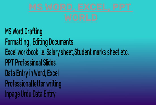 Do microsoft word, excel and powerpoint projects by Ahsan_hayat25 | Fiverr