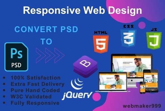 Convert psd to html responsive bootstrap 5 by Webmaker999 | Fiverr