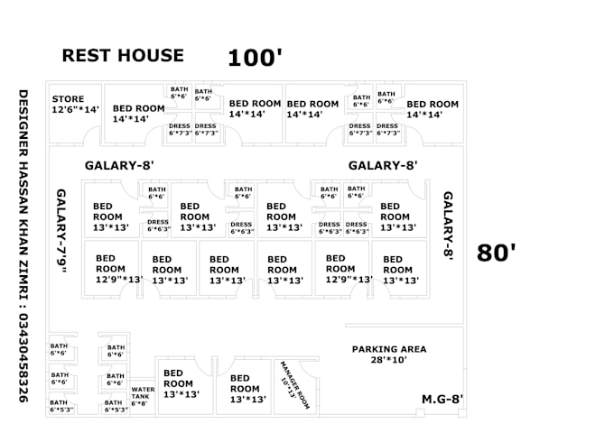 Rest house plan 2d plan by Hassanzimri | Fiverr