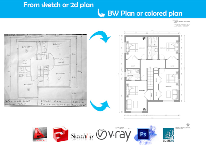 Create architectural 2d drawings in autocad by Bahira98 | Fiverr