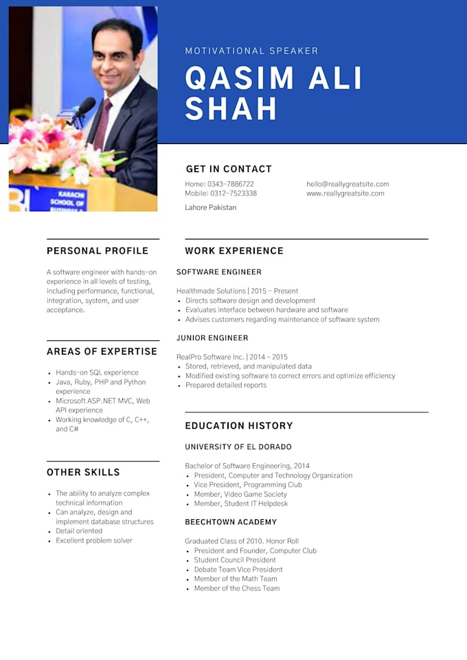 Create a beautiful and dynamic cv for you by Ameerafzal912 | Fiverr