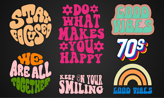 Design 2d, 3d 70s retro vintage typography for logo and t shirt by ...