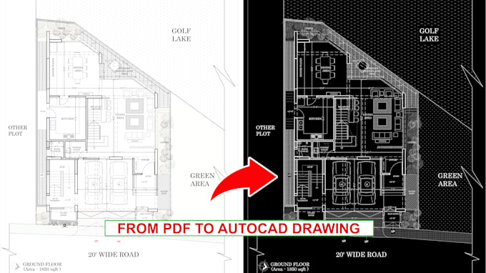 Do architectural drawing in autocad or convert a pdf to cad by ...