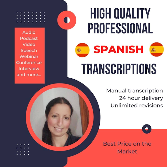 Write a transcription from your audio to spanish text by Mimi_9mg | Fiverr