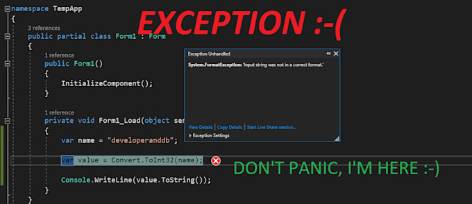 Do solve your c sharp errors by Developeranddb | Fiverr