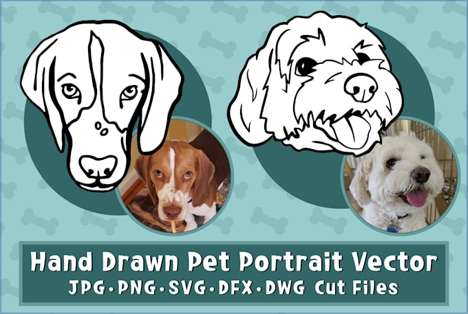 Hand draw dog portrait cut files for cricut glowforge etc by Katie_b7 ...