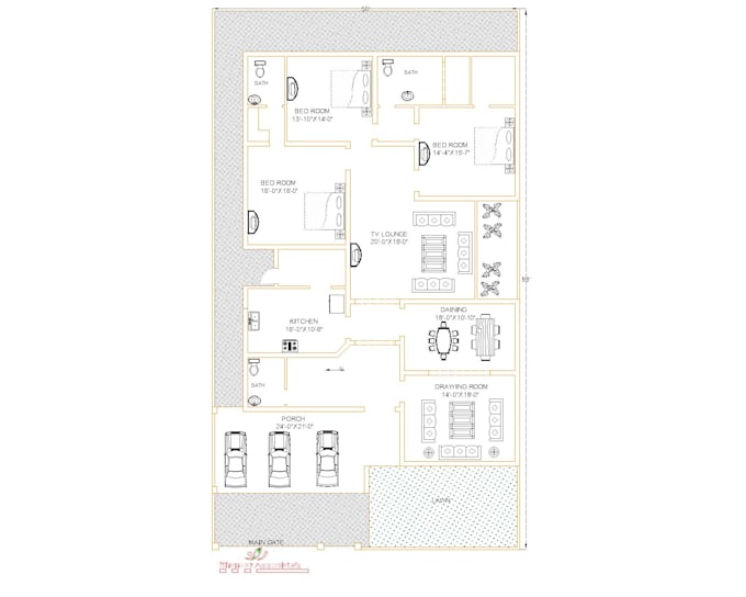Draw 2d floor plan and front elevation in autocad by Ranausama109 | Fiverr