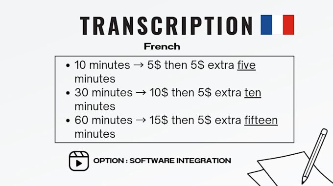 Transcribe your audio file in french by Marianinaflores | Fiverr