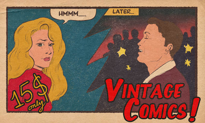 Draw a vintage illustration, retro comic art by Artistaani | Fiverr