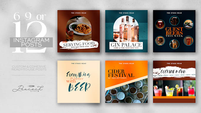 Create a set of 6, 9 or 12 custom cohesive instagram posts for you by ...