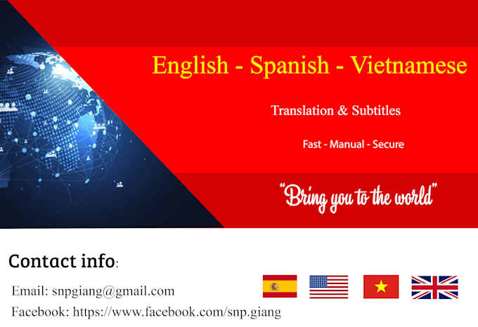 Translate english to spanish, english to vietnamese and vice versa by ...