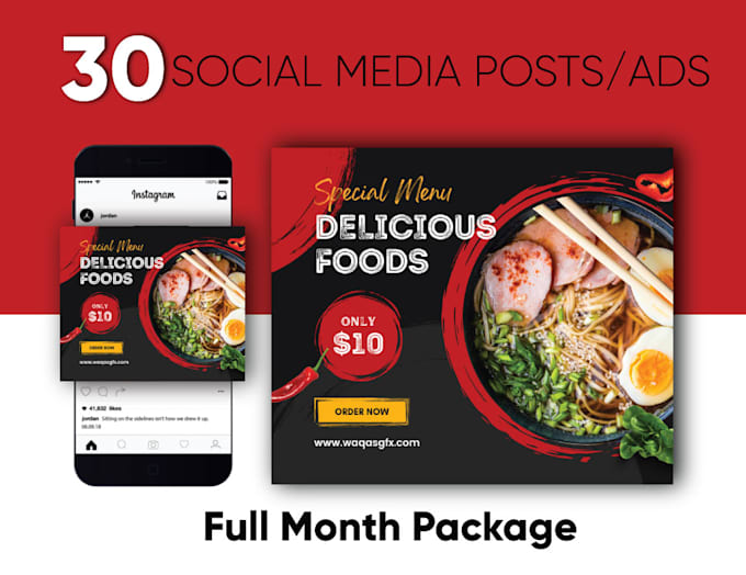 Create 30 unique social media posts designs for whole month by ...