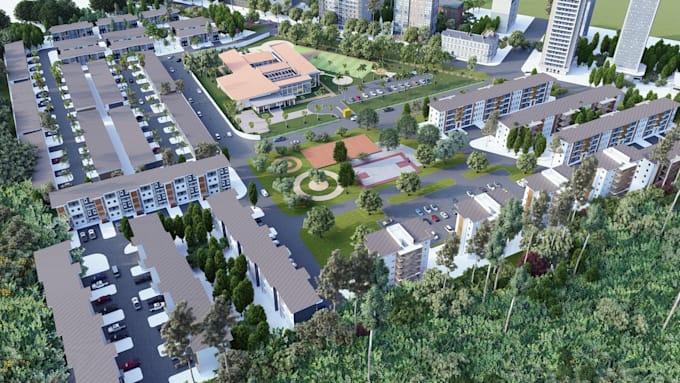 Do architectural master plan, site plan aerial view render by ...