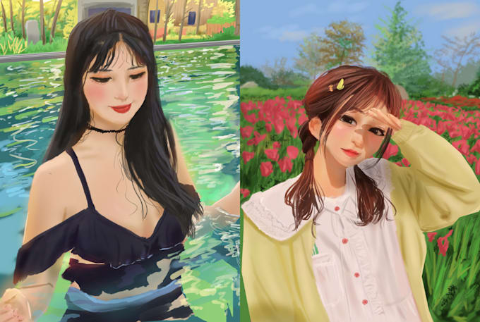 Draw a gorgeous stylized digital art, illustration by Taffity | Fiverr