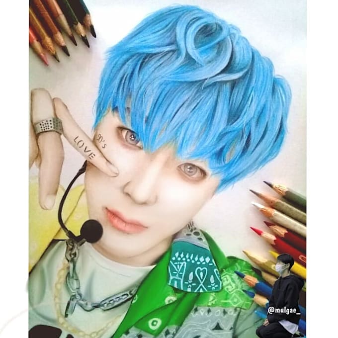 Kpop fanart potrait drawing by Delia_seal | Fiverr