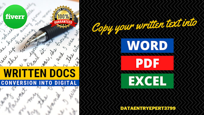 Convert handwriting to pdf, word and excel by Dataexpert3799 | Fiverr