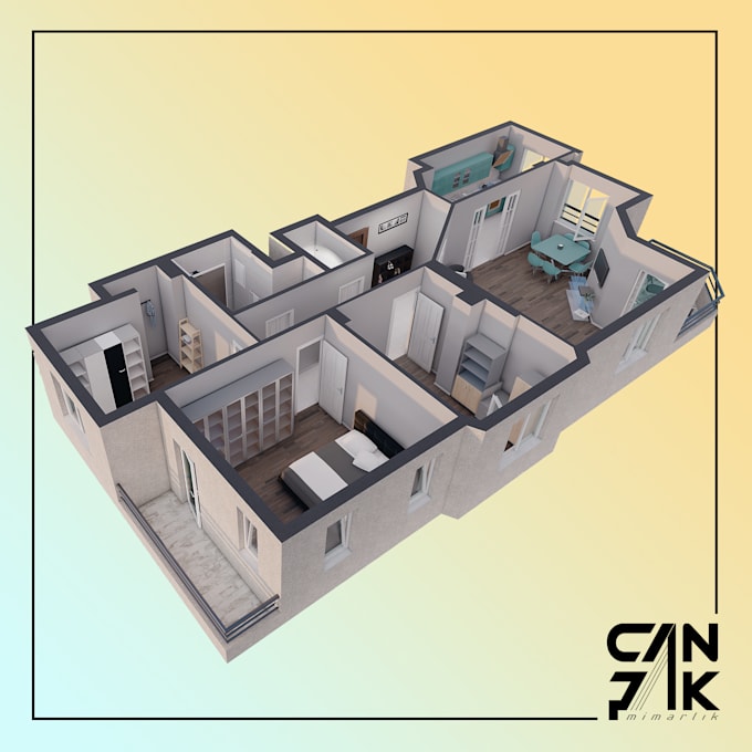 Do 4k realistic quality 3d floor plan by Mcanpak | Fiverr