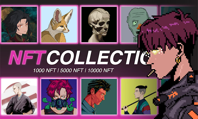 Create a cartoon, pixel art and generate collection nft up to 10k by ...