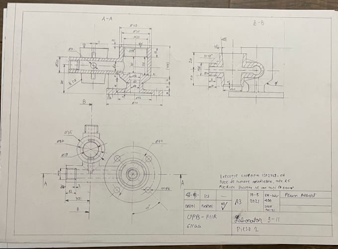 Hand draw your desired piece on a3 or a2 format drafting or draughting ...