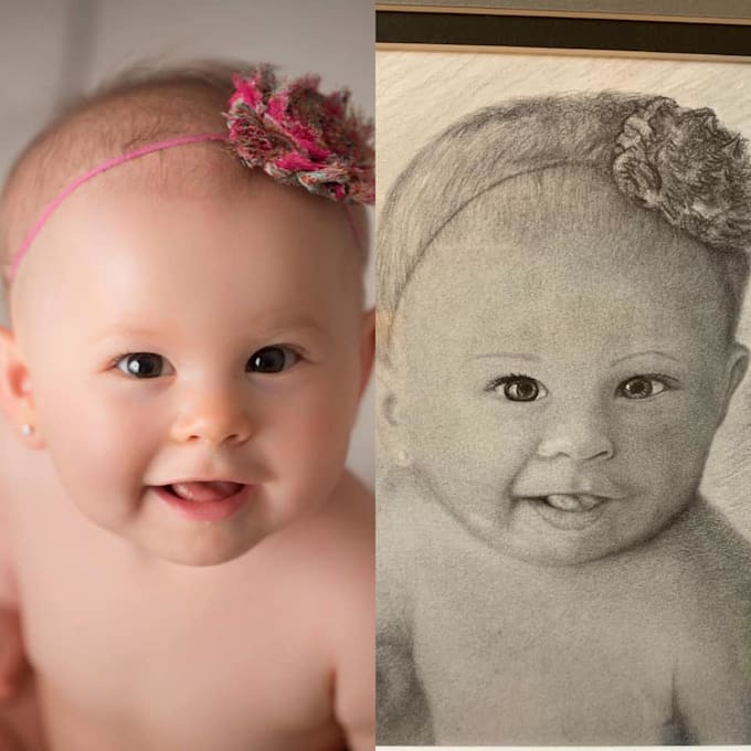 Draw realistic portrait from photo by hand by Smmprollc | Fiverr