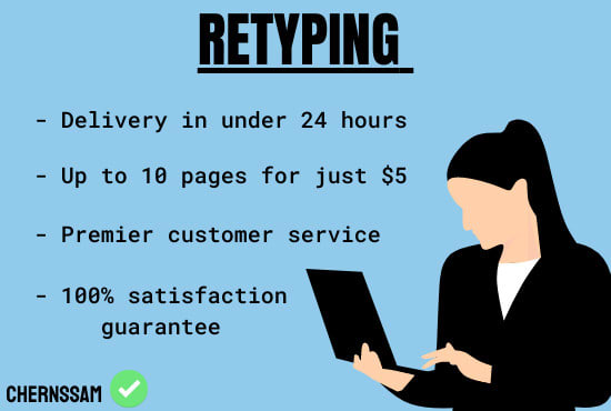 Do your retyping work in less than 24 hours by Chernssam | Fiverr