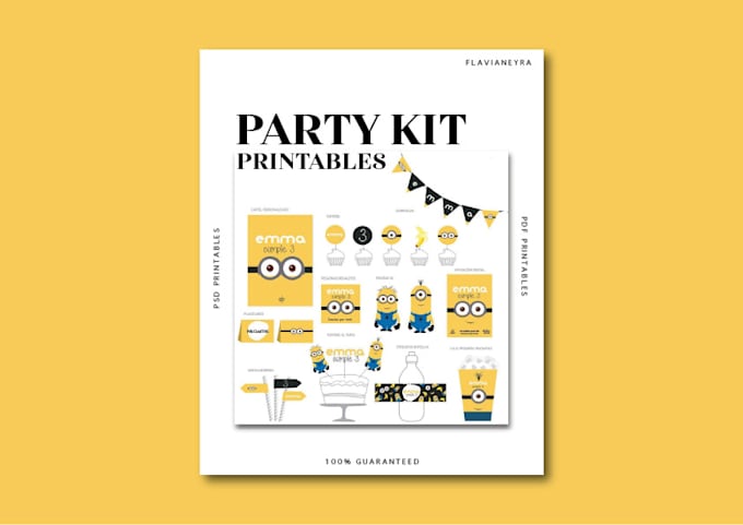 Create custom party printables for your event by Flavianeyra | Fiverr